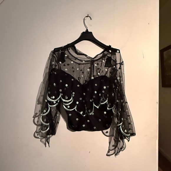 The Unbranded Brand | Tops | Y2k Whimsigoth Polka Dot Sheer Mesh Gothic ...